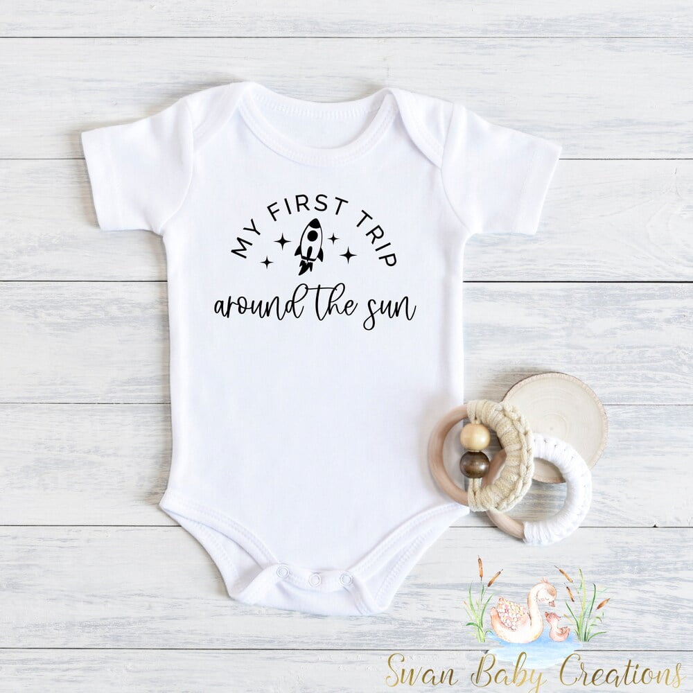 Bella Canvas with First Trip Around The Sun Shirt, Cute For First Birthday, Baby Outfit For ...