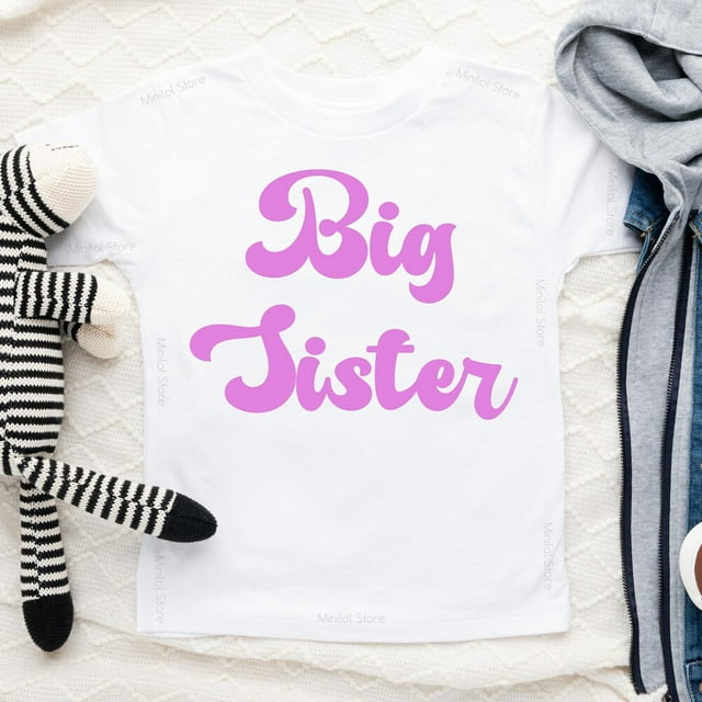 Bella Canvas Font Color Big Sister Shirt, Retro Big Sister Toddler Shirt, Big Sister ...