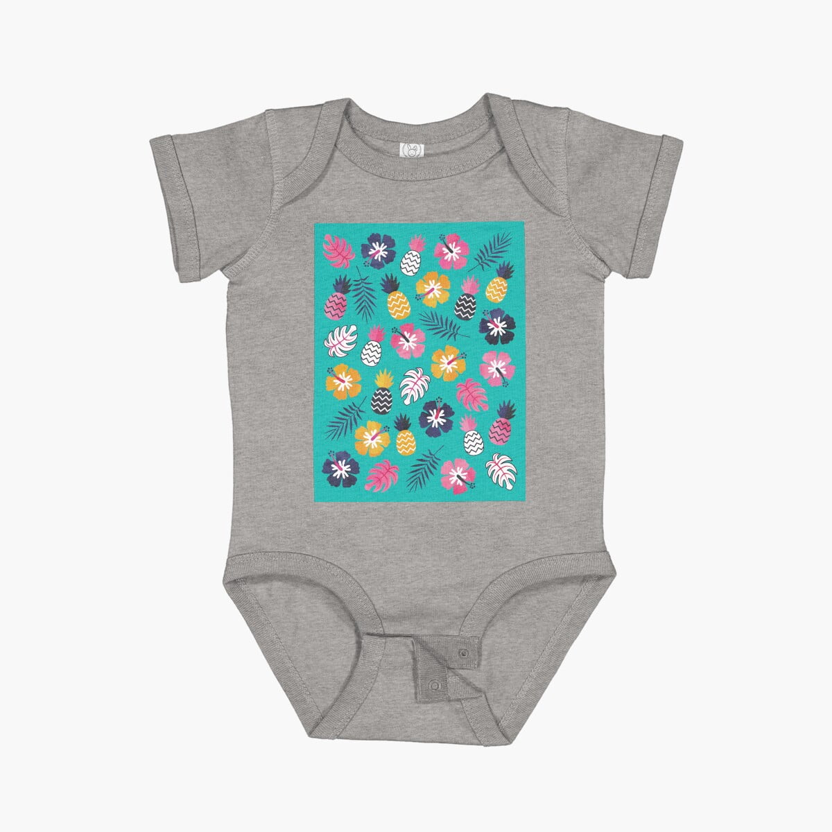 Bella Canvas Forever Summer Tropical Pattern On Mint Green Short Sleeve ...