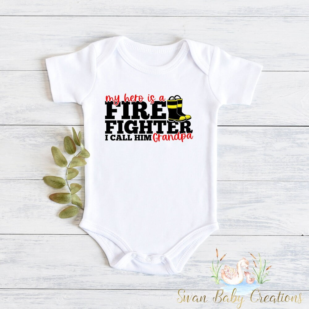 Bella Canvas with Funny Baby, Fire Truck, Baby Shower Gift, Firefighter ...