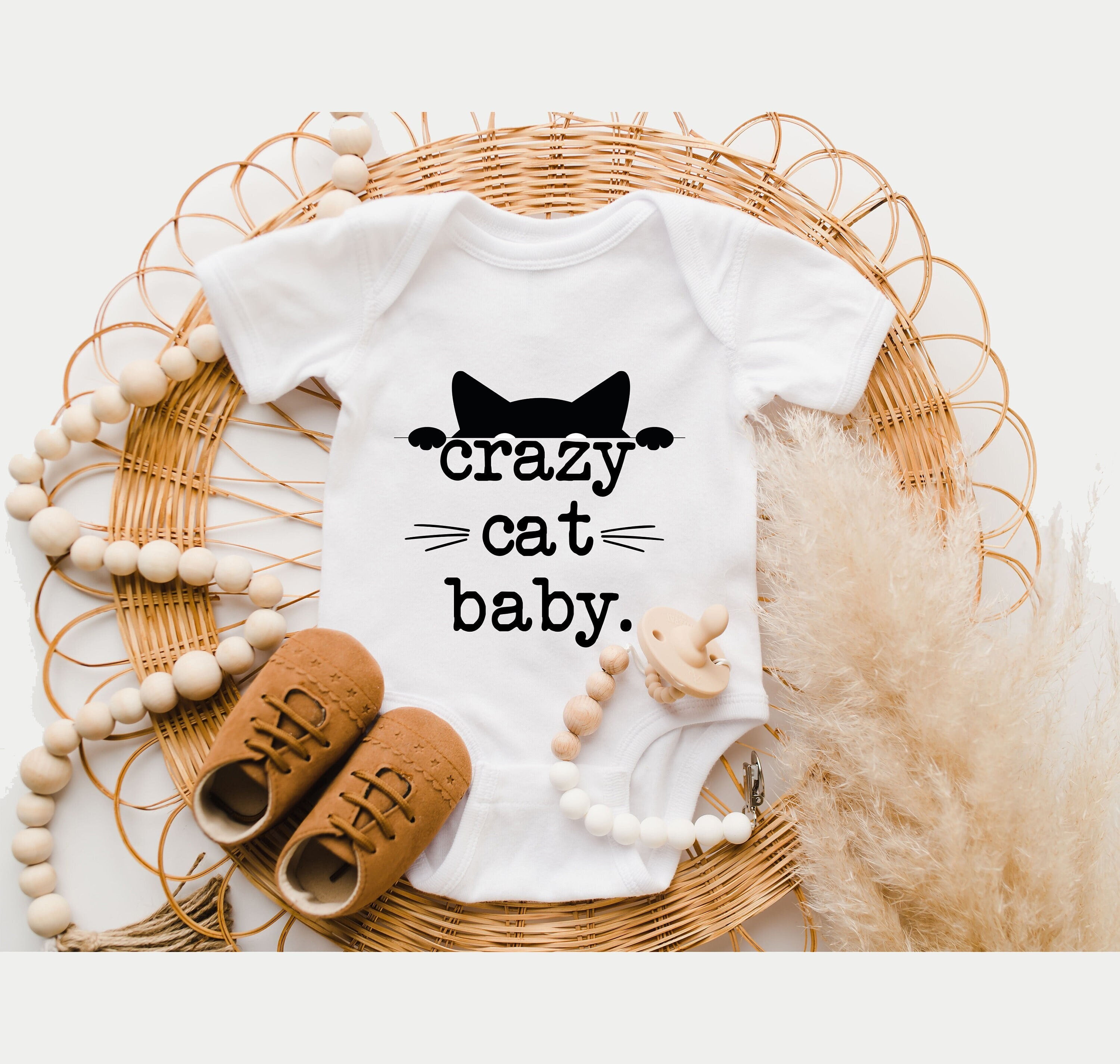 Bella Canvas with Funny Crazy Cat, Cat Lover, Hipster Baby Gift, Kitten ...