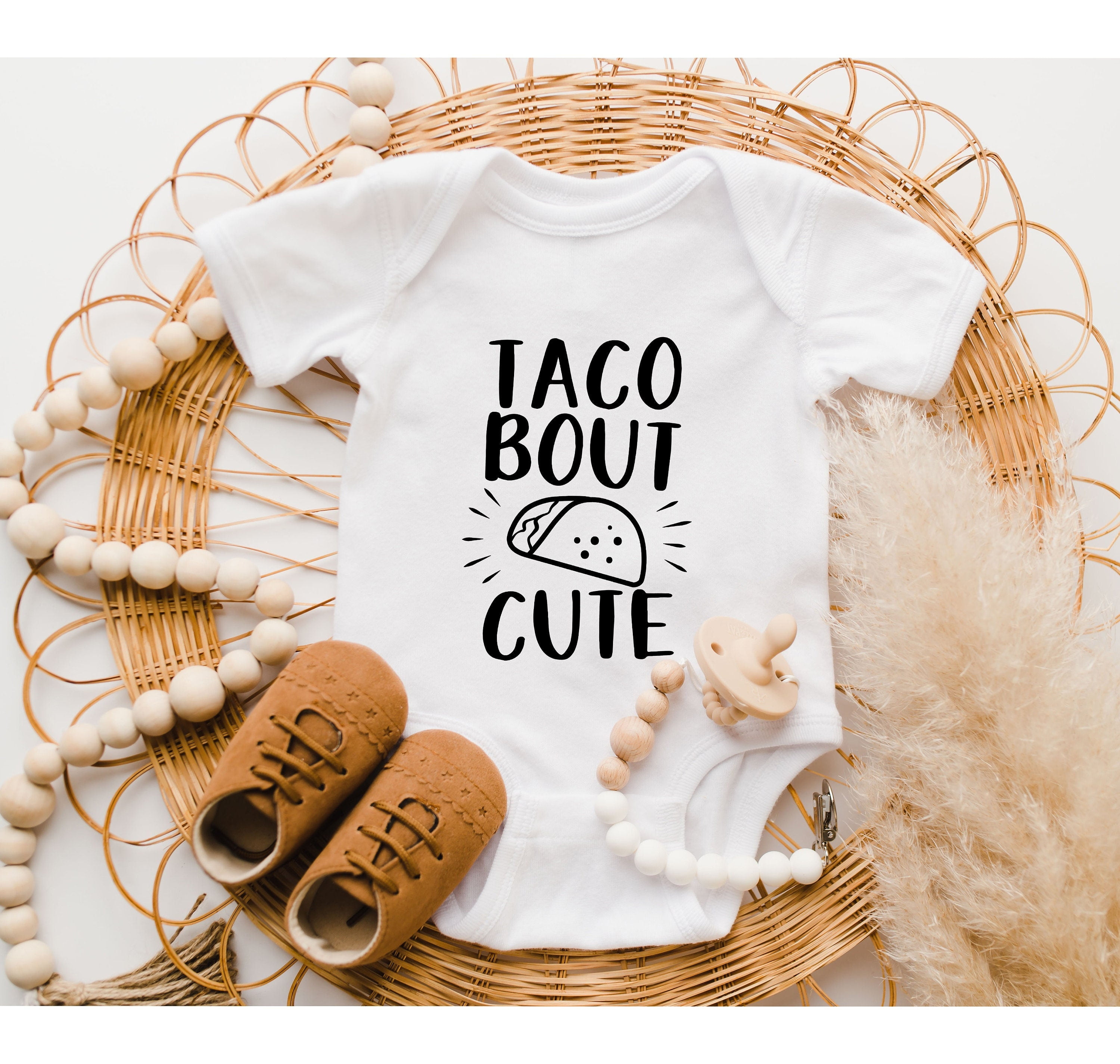 Bella Canvas with Funny, Taco Bout Cute,, Taco Baby Shower Gift, Gender Neutral, Spanish ...
