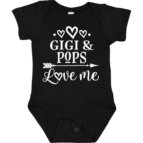 Bella Canvas Gigi And Pops Love Me Baby Bodysuit From Valentine Grandbaby One-Piece Baby ...