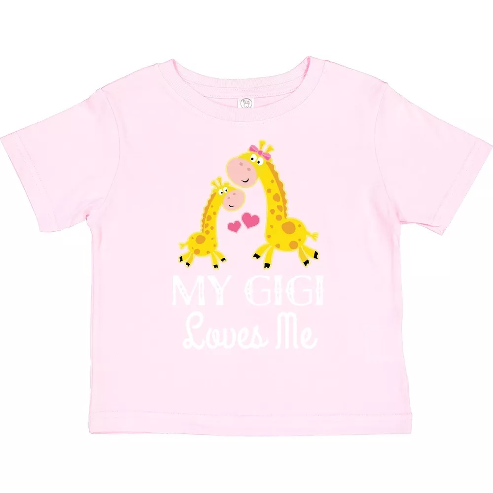 Bella Canvas Gigi Loves Me Girls Giraffe Granddaughter Toddler Shirt My Gift From Toddler Shirt ...