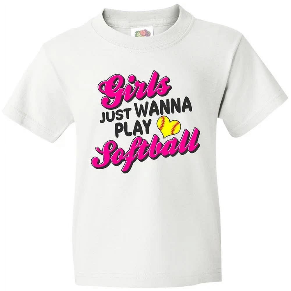 Bella Canvas Girls Just Wanna Play Softball Sports Sport Season I ...