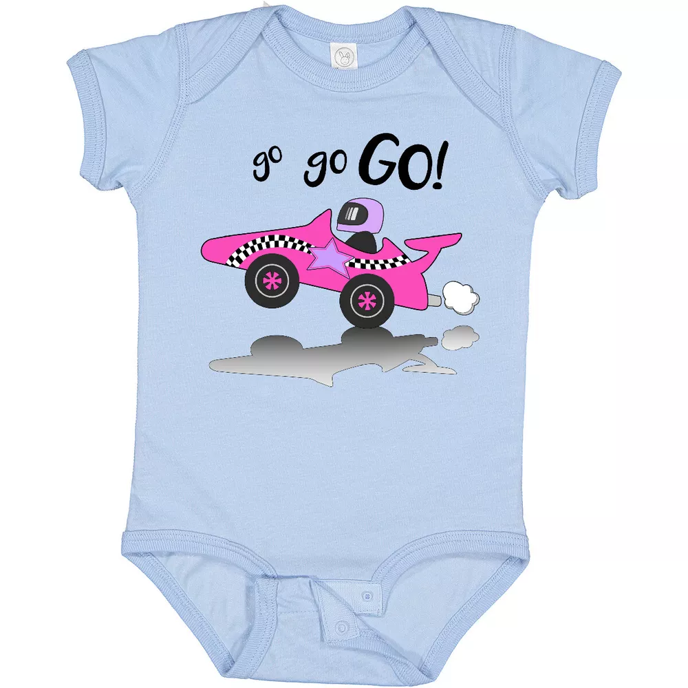 Bella Canvas Go Go Go! Pink Racing Car Baby Bodysuit Cars Kids Race ...
