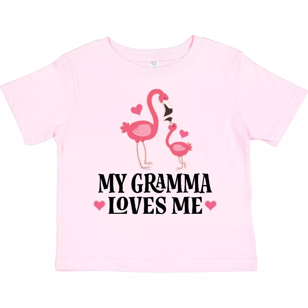 Bella Canvas Gramma Loves Me Girl Flamingo Toddler Shirt Childs Cute Grandkid Kid Toddler Shirt ...