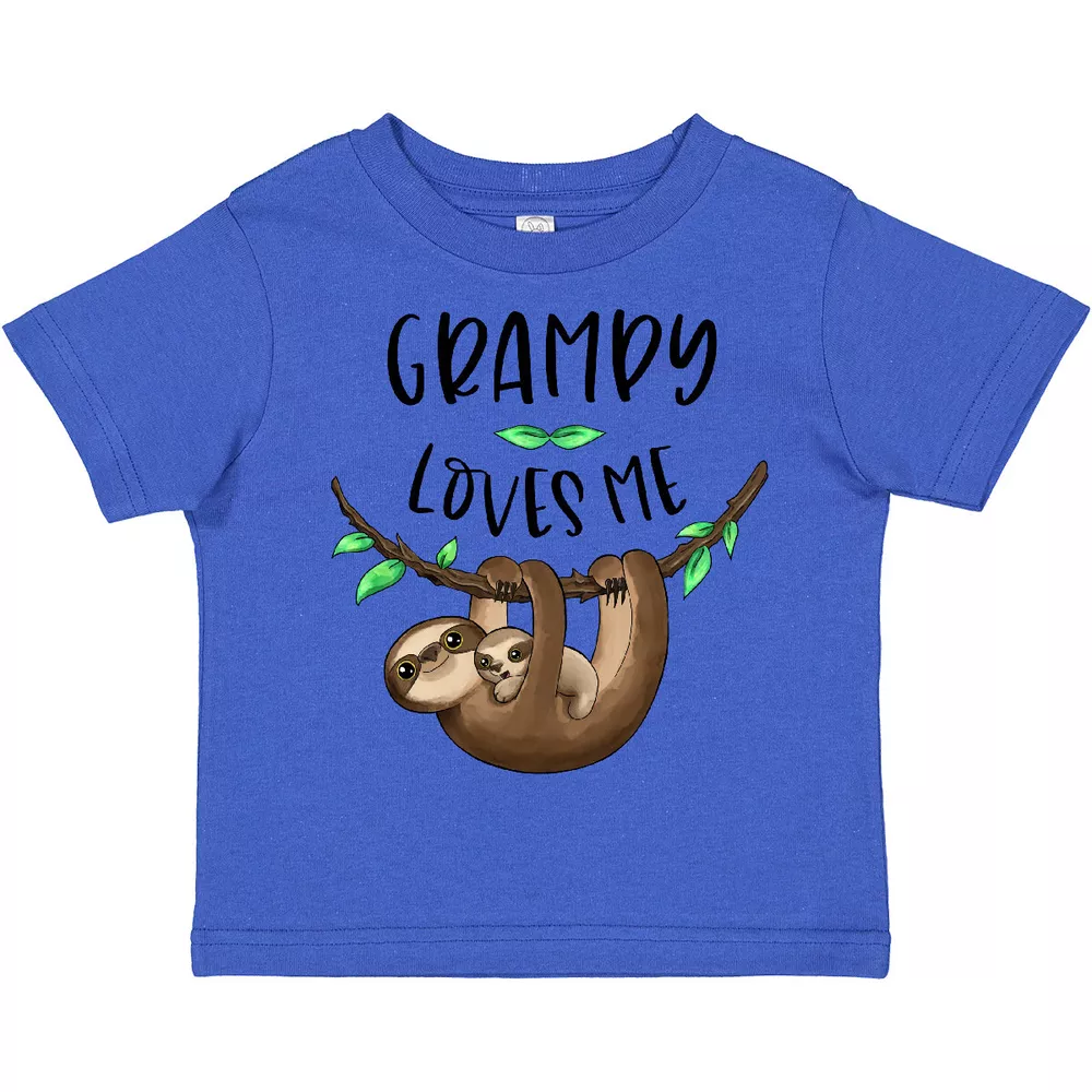 Bella Canvas Grampy Loves Me Cute Sloth And Baby Toddler Shirt Family Sloths Kids Toddler Shirt ...