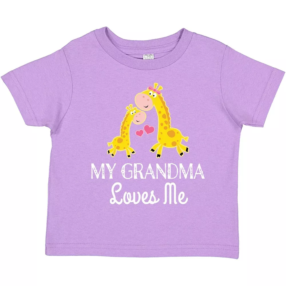 Bella Canvas Grandma Loves Me Girls Giraffe Granddaughter Toddler Shirt My From Toddler Shirt ...