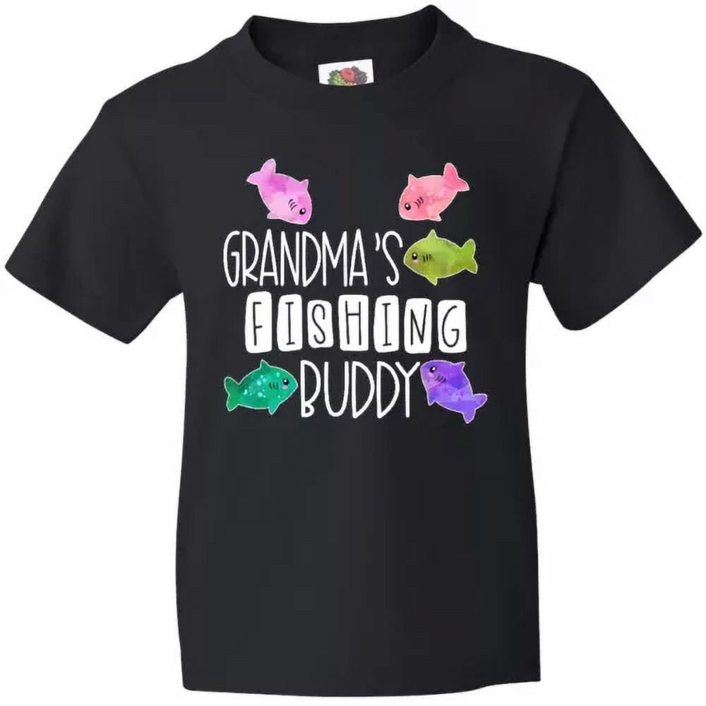 Bella Canvas Grandma'S Fishing Buddy With Colorful Fish Toddler T-Shirt ...