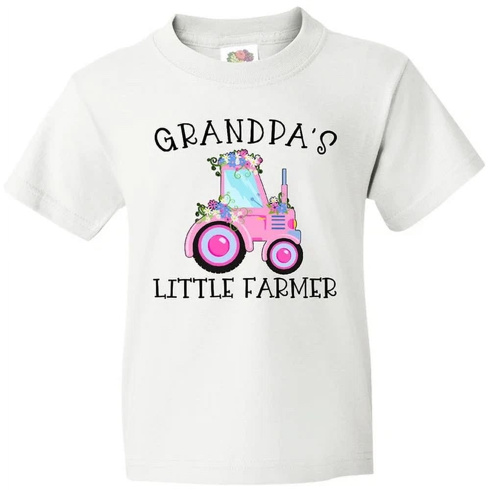 Bella Canvas Grandpa's Little Farmer- Pink Tractor And Flowers Kids ...