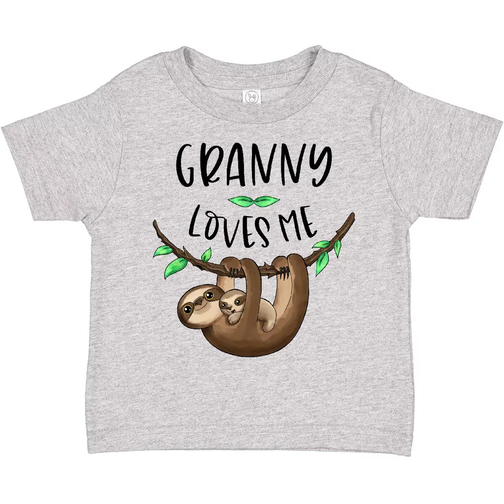 Bella Canvas Granny Loves Me Cute Sloth And Baby Toddler Shirt Family Sloths Kids Toddler Shirt ...