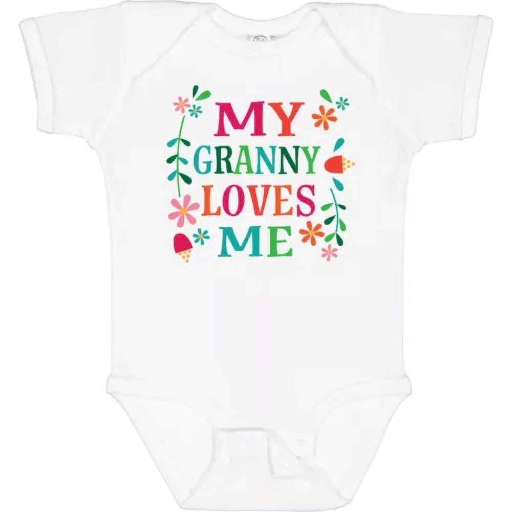 Bella Canvas Granny Loves Me Girls Baby From Childs Cute Floral Outfit Hws Bodysuit - Walmart.com