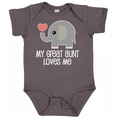 Bella Canvas Great Aunt Loves Me Elephant Baby Bodysuit From Grand Niece Nephew Bodysuit ...