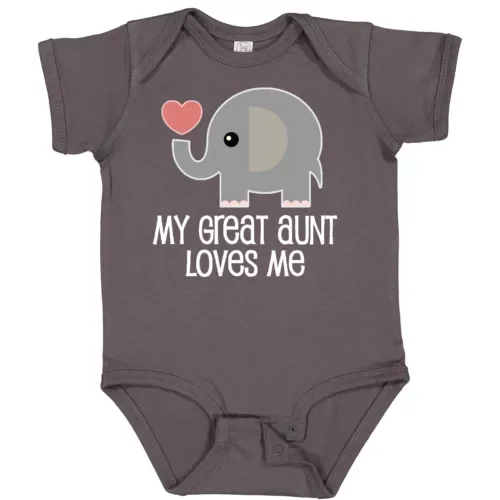 Bella Canvas Great Aunt Loves Me Elephant Baby Bodysuit From Grand Niece Nephew Bodysuit ...