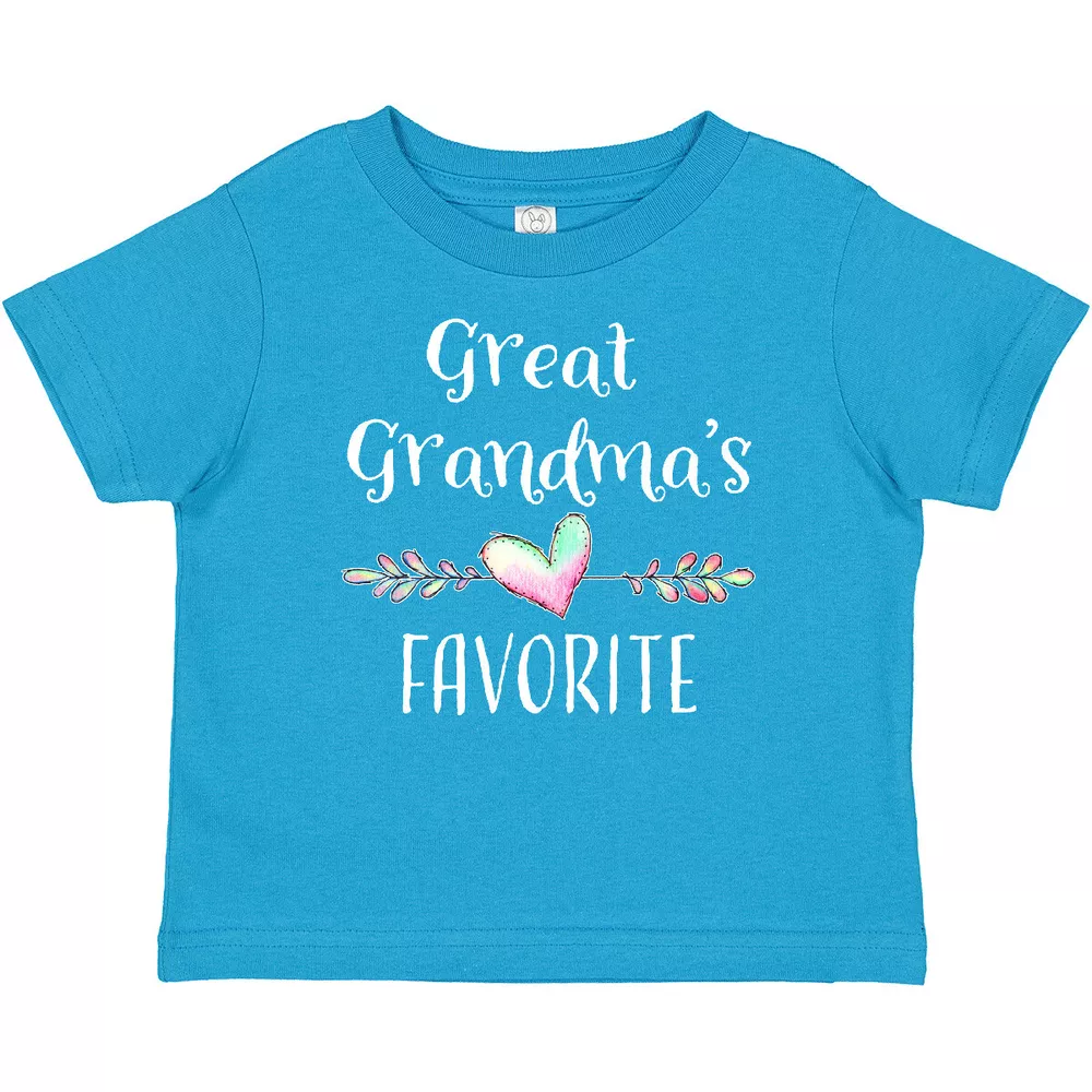 Bella Canvas Great Grandmas Favorite- Heart Great Grandchild Baby Toddler Shirt Family Toddler ...