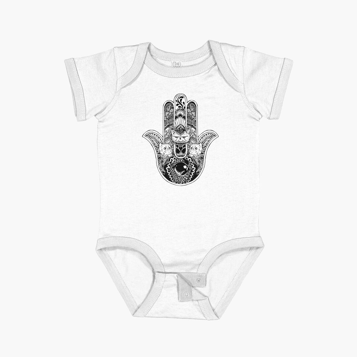 Bella Canvas Hamsa Hand Persian Cat Short Sleeve Baby One-Piece Newborn ...