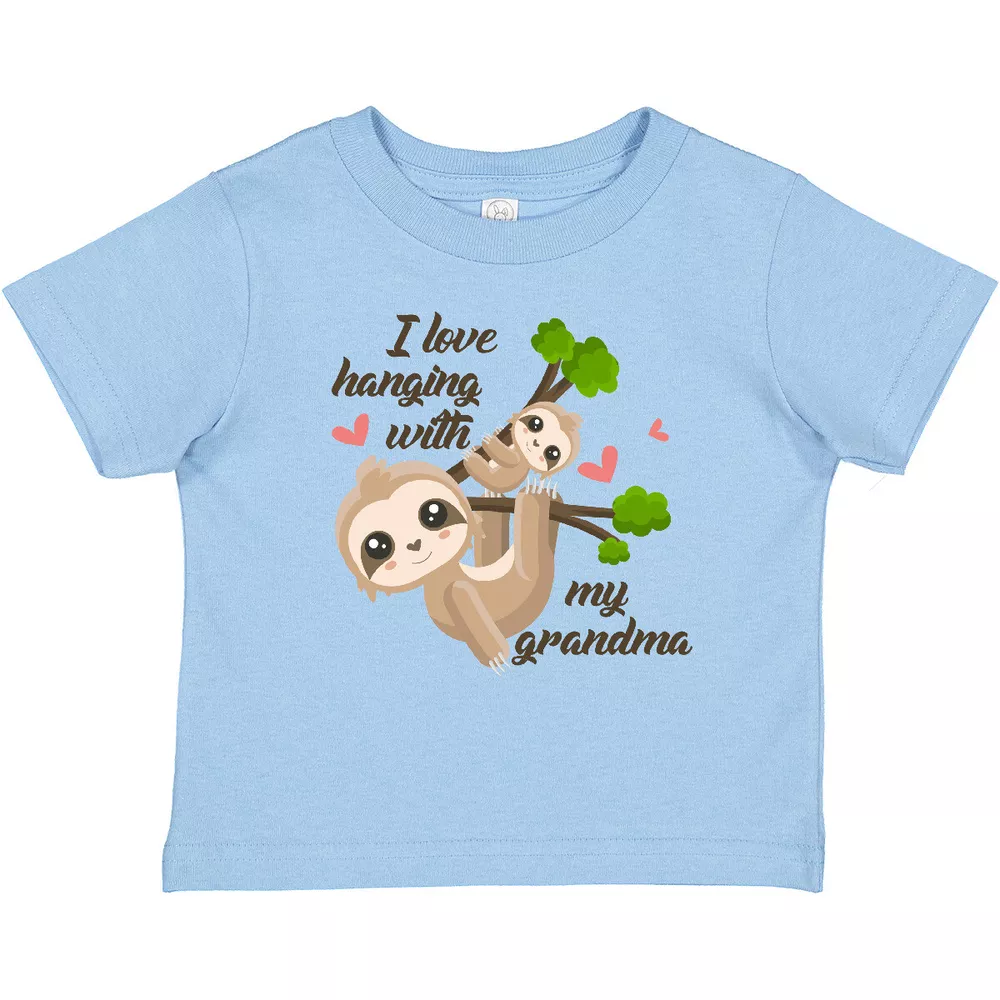 Bella Canvas Hanging With My Grandma Baby Toddler Shirt Sloth Cute I Love Infant Tees Toddler ...