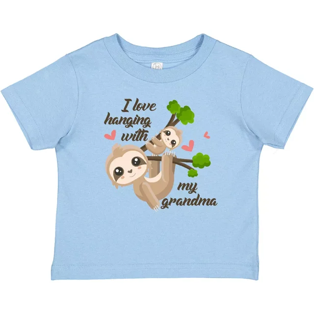 Bella Canvas Hanging With My Grandma Baby Toddler Shirt Sloth Cute I Love Infant Tees Toddler ...
