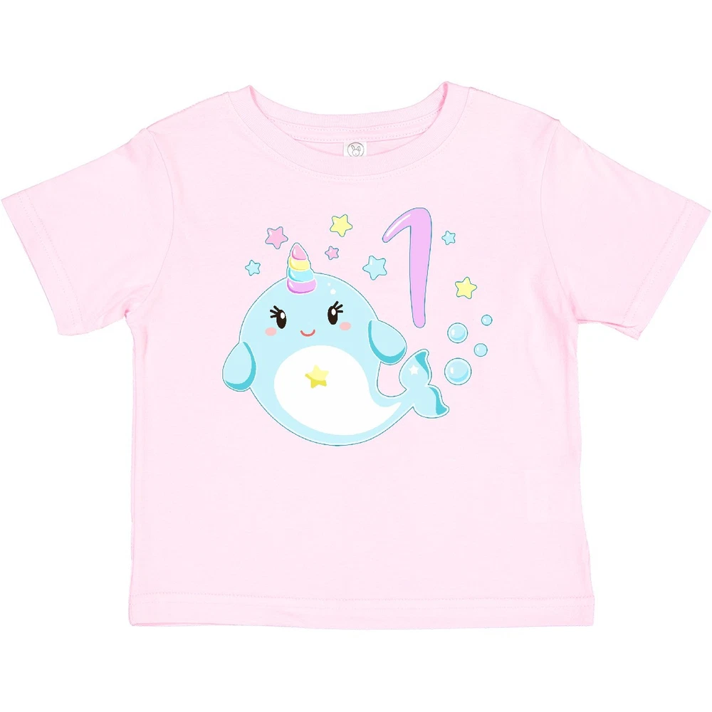 Bella Canvas Happy 1st Birthday With Cute Narwhal Stars And Bubbles ...