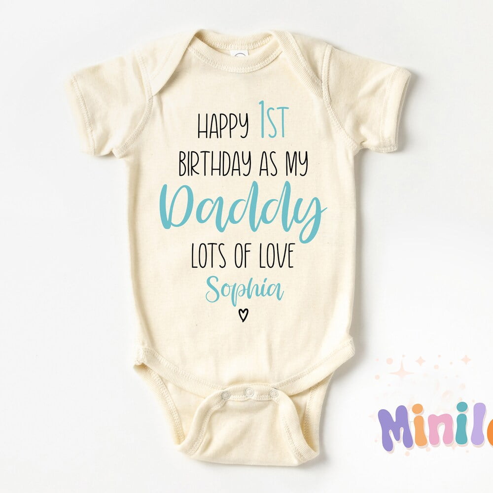 Bella Canvas Happy Birthday 1st Birthday as My Daddy Blue Outfit ...