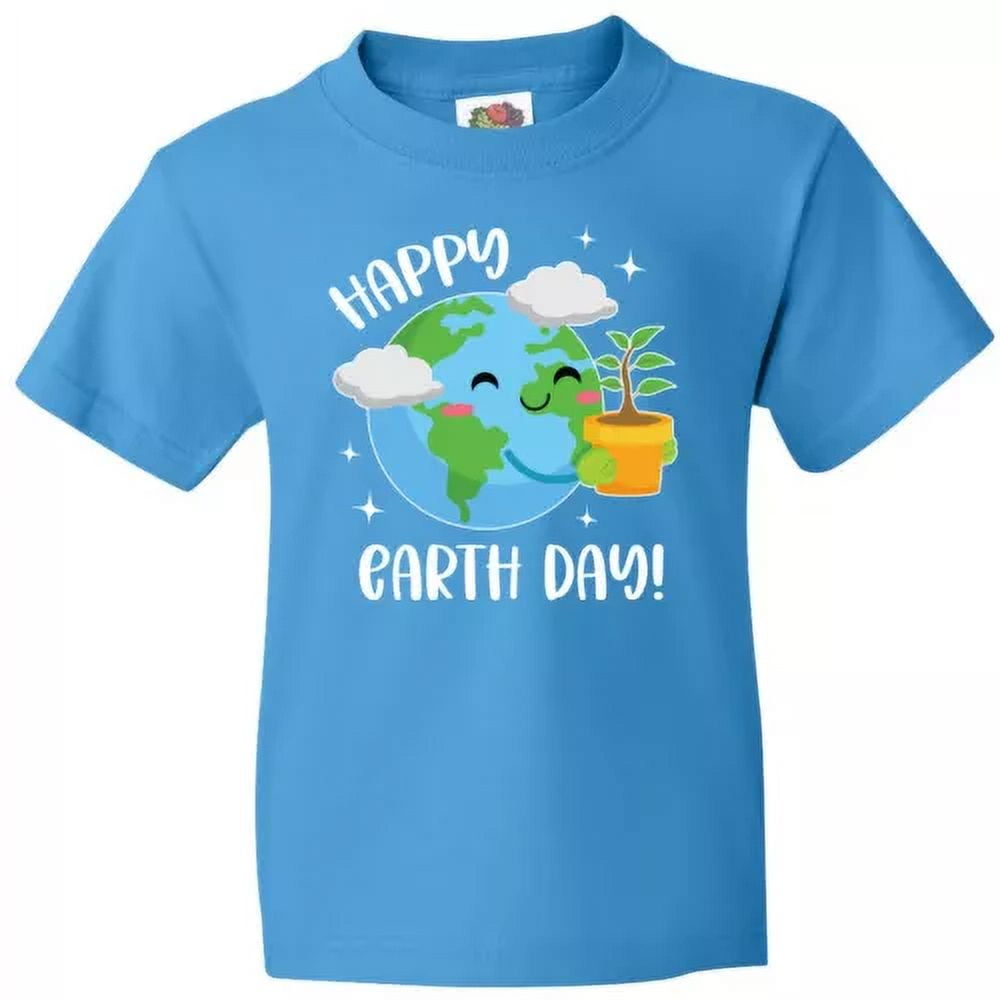 Bella Canvas Happy Earth Day Cute Smiling Planet Earth With Tree Air Toddler Shirt - Walmart.com
