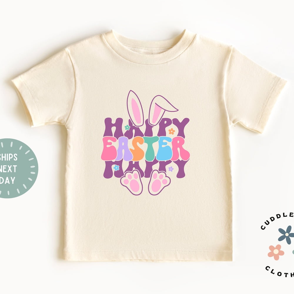 Bella Canvas Happy Easter Bunny Girls Shirt, Retro Easter Bunny Kids ...