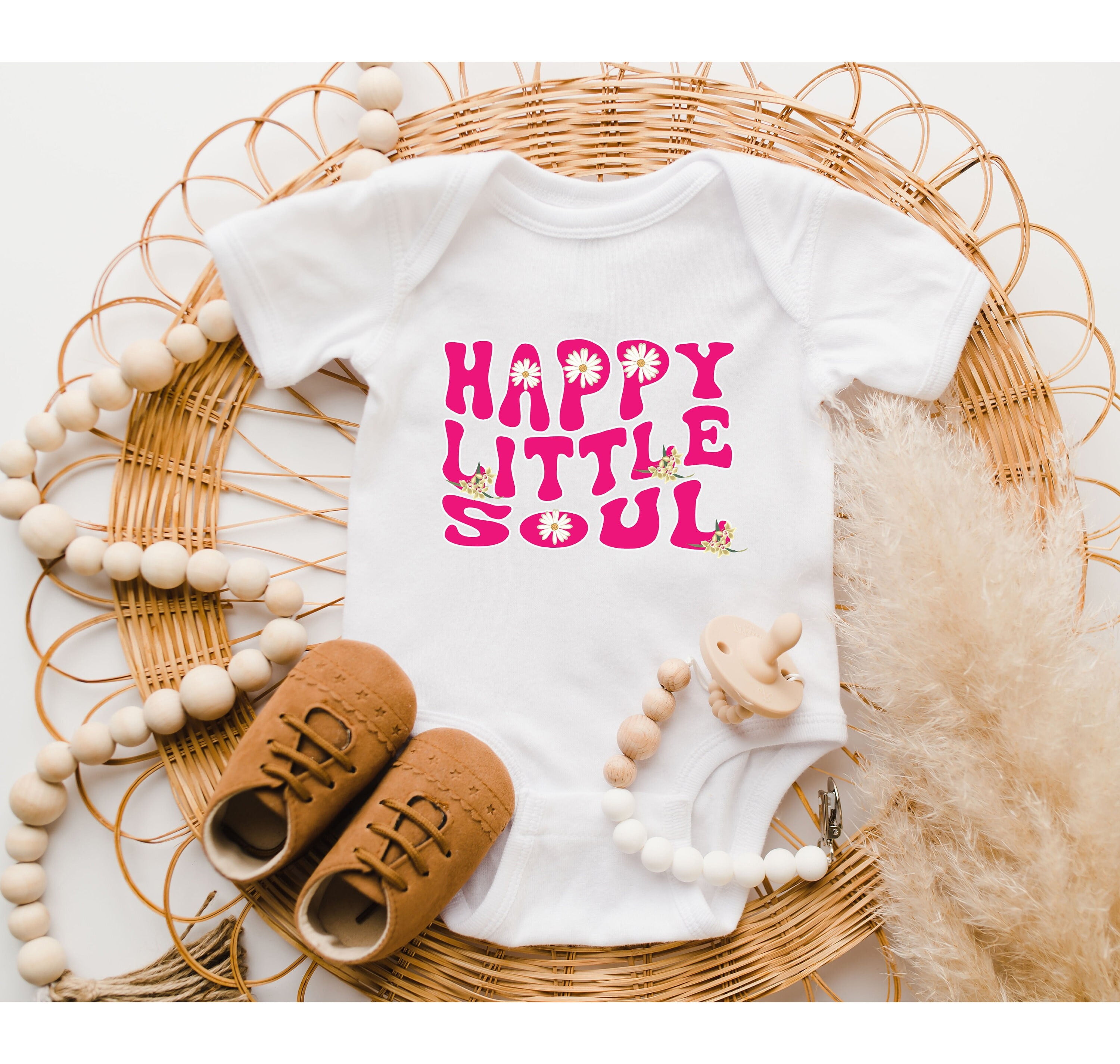 Bella Canvas with Happy Little Soul, Boho Retro, Neutral Baby Clothes, Cute Kid Shirt,, Baby ...