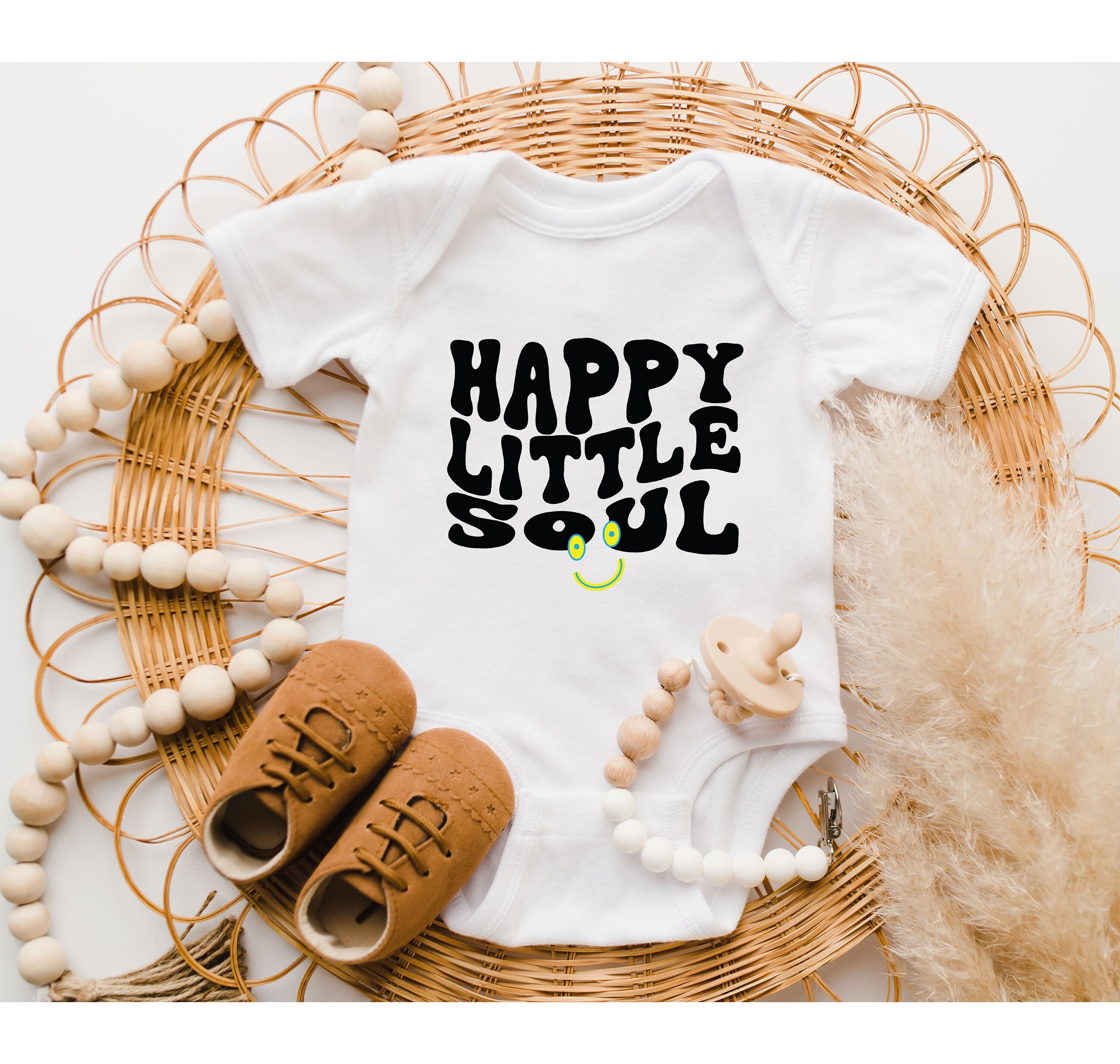 Bella Canvas with Happy Little Soul, Boho Retro, Neutral Baby Clothes ...