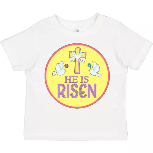 Bella Canvas He Is Risen For Easter Toddler Toddler Shirt Religion Christian Feast Doves ...