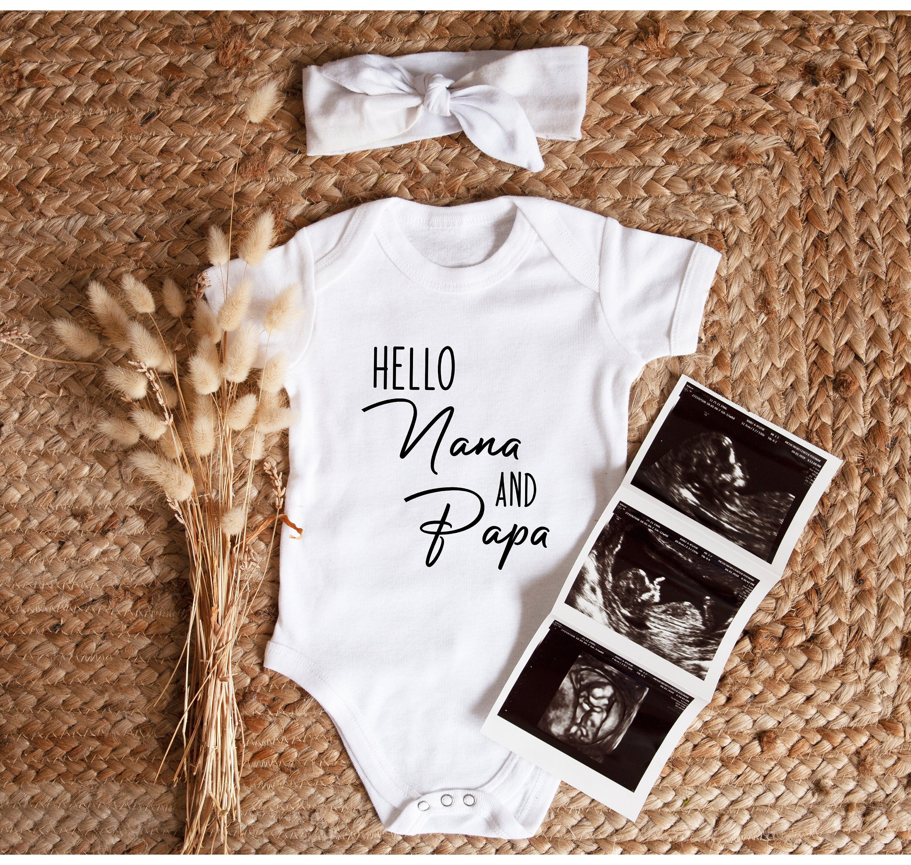 Bella Canvas with Hello Nana And Papa, Baby Announcement, Ivf Baby ...