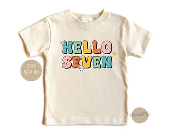 Bella Canvas Hello Seven Shirt For Birthday Party, 7th Birthday Girl ...