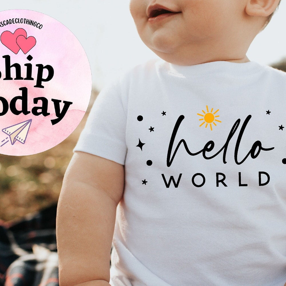Bella Canvas Hello World Baby, First Birthday Gift, Newborn gift idea ...