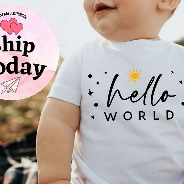 Bella Canvas Hello World Baby, First Birthday Gift, Newborn gift idea ...