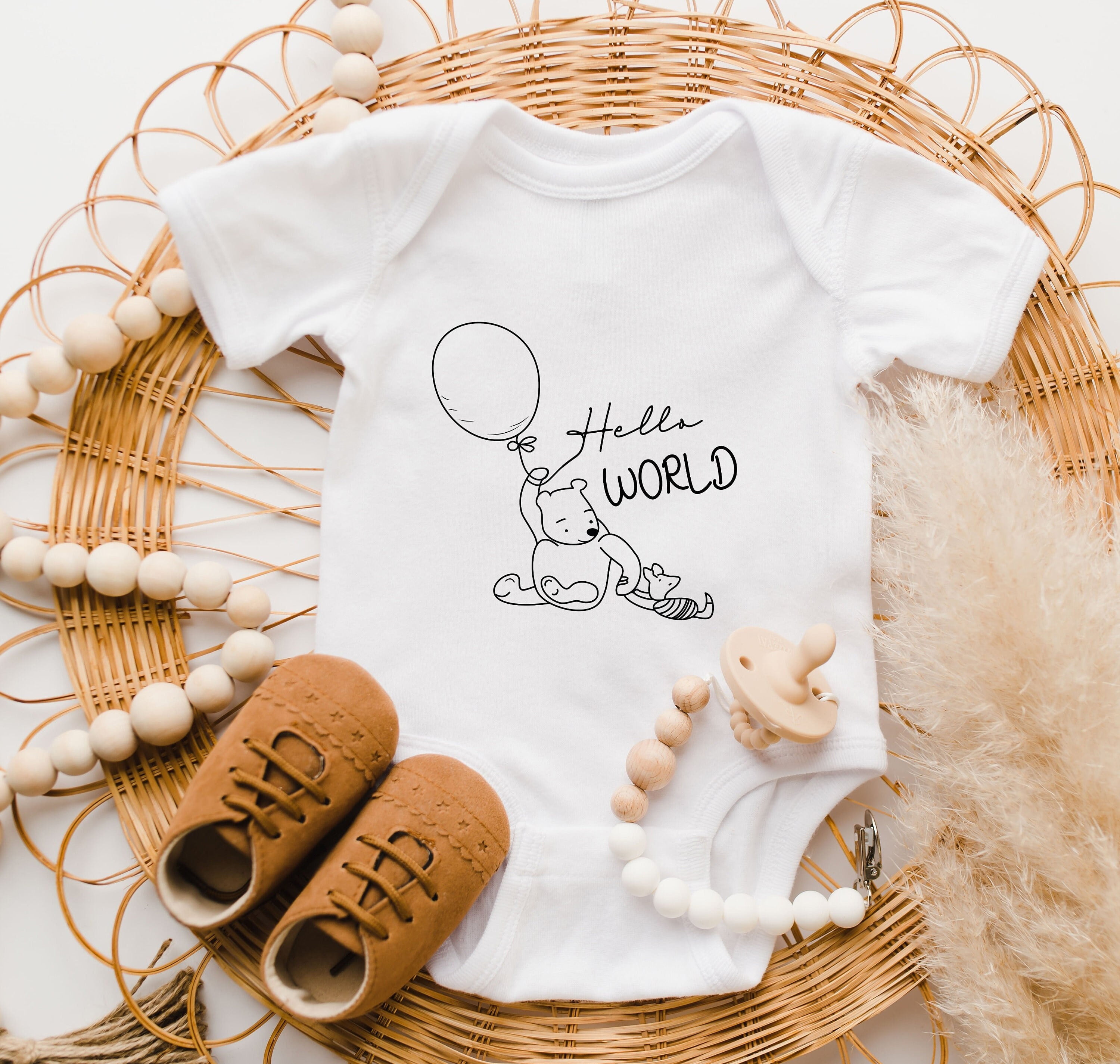 Bella Canvas with Hello World Cute Bear, I'M New Here Baby Outfit ...
