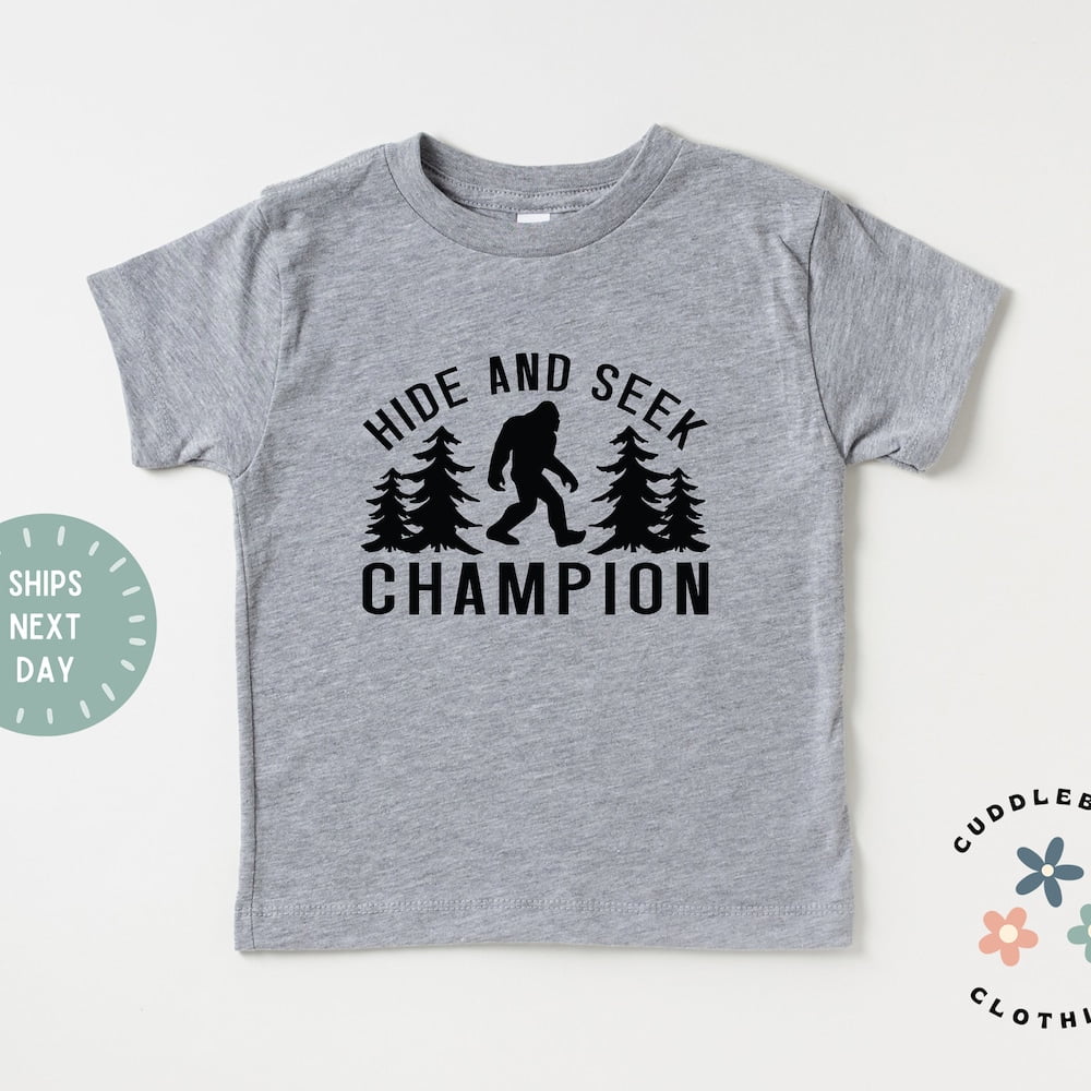 Bella Canvas Hide And Seek Champion Kids Shirt, Funny Sasquatch Boy ...