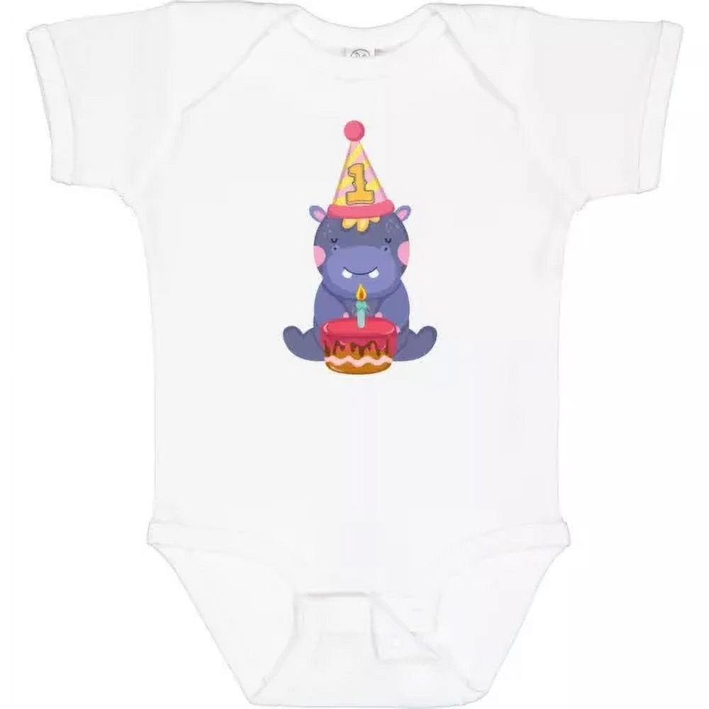 Bella Canvas Hippo 1st Birthday Baby First Cute One-piece Infant ...