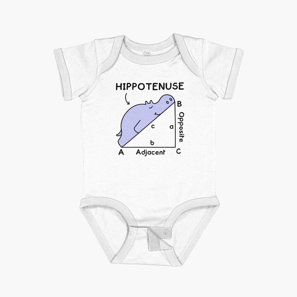 Bella Canvas Hippotenuse, Hypotenuse Math Pun Short Sleeve Baby One ...