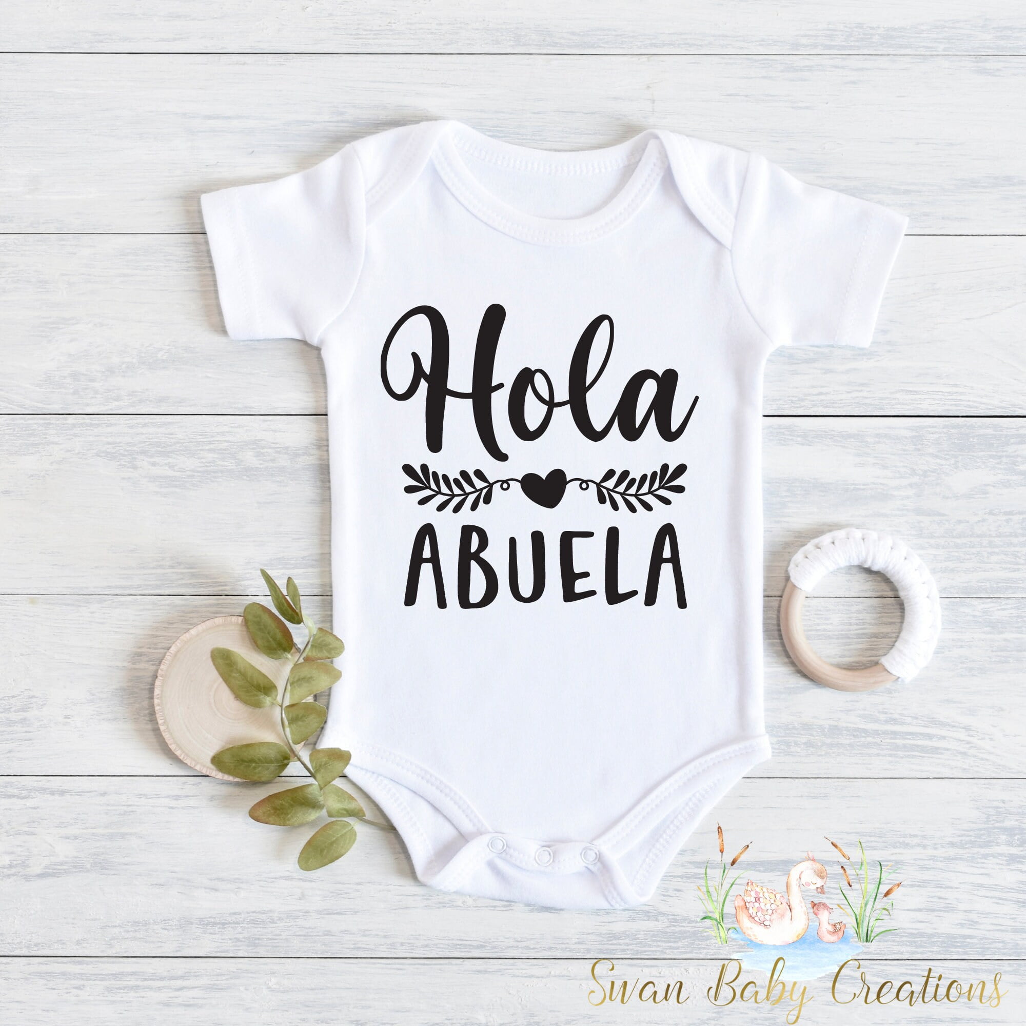 Bella Canvas with Hola Abuela, Spanish Baby Announcement Outfit ...