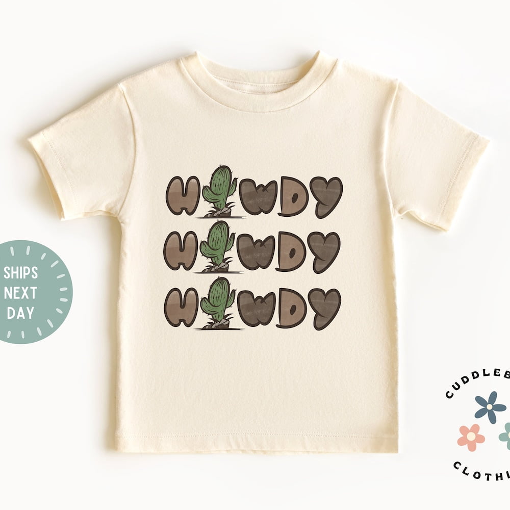 Bella Canvas Howdy Kids Shirt, Cute Retro Howdy Cactus Kids Tee, Farm ...