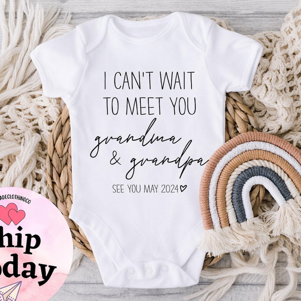 Bella Canvas I Can't Wait To Meet You Grandpa And Grandma See You Soon ...