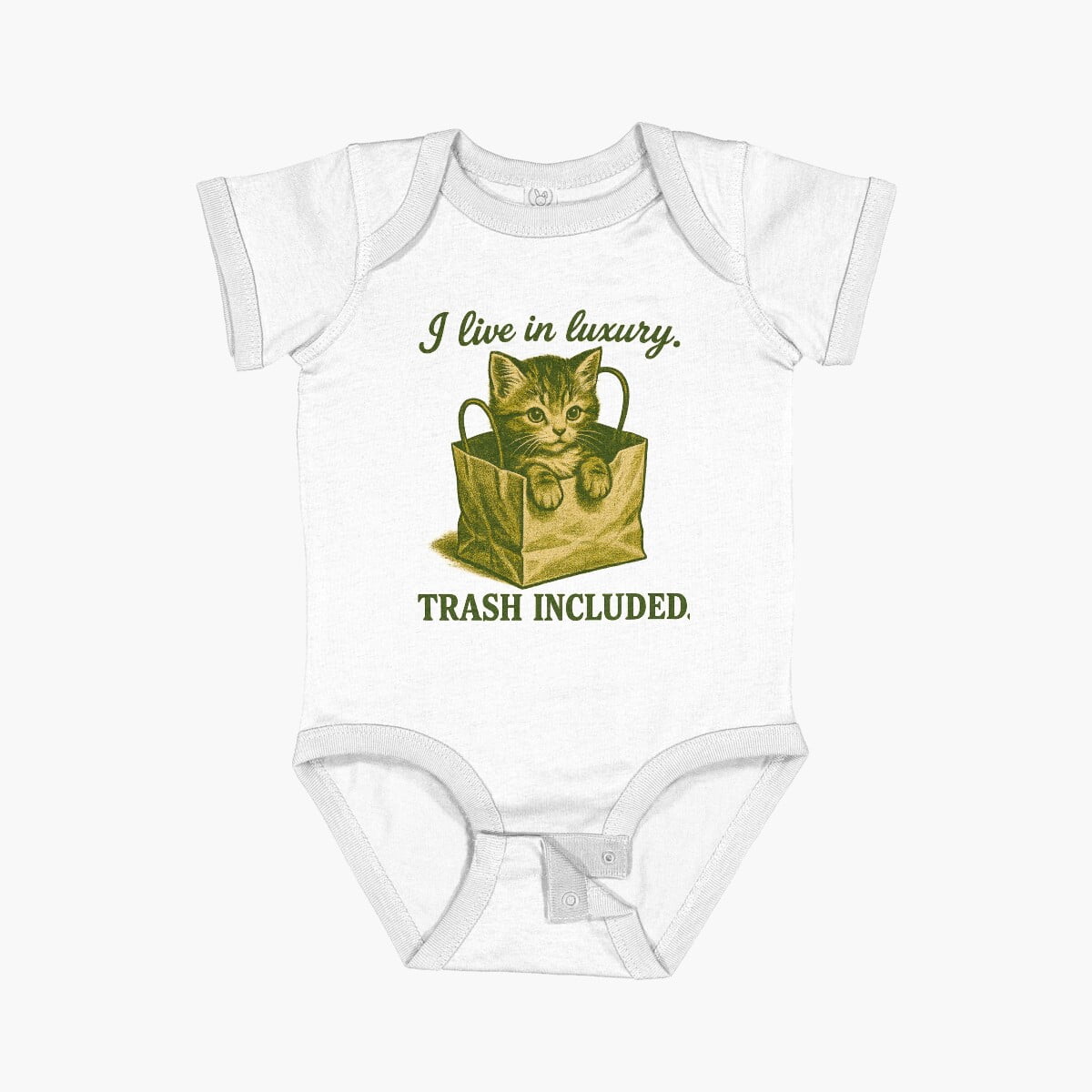 Bella Canvas I Live In Luxury - Trash Included - Cat Retro Ad Short ...