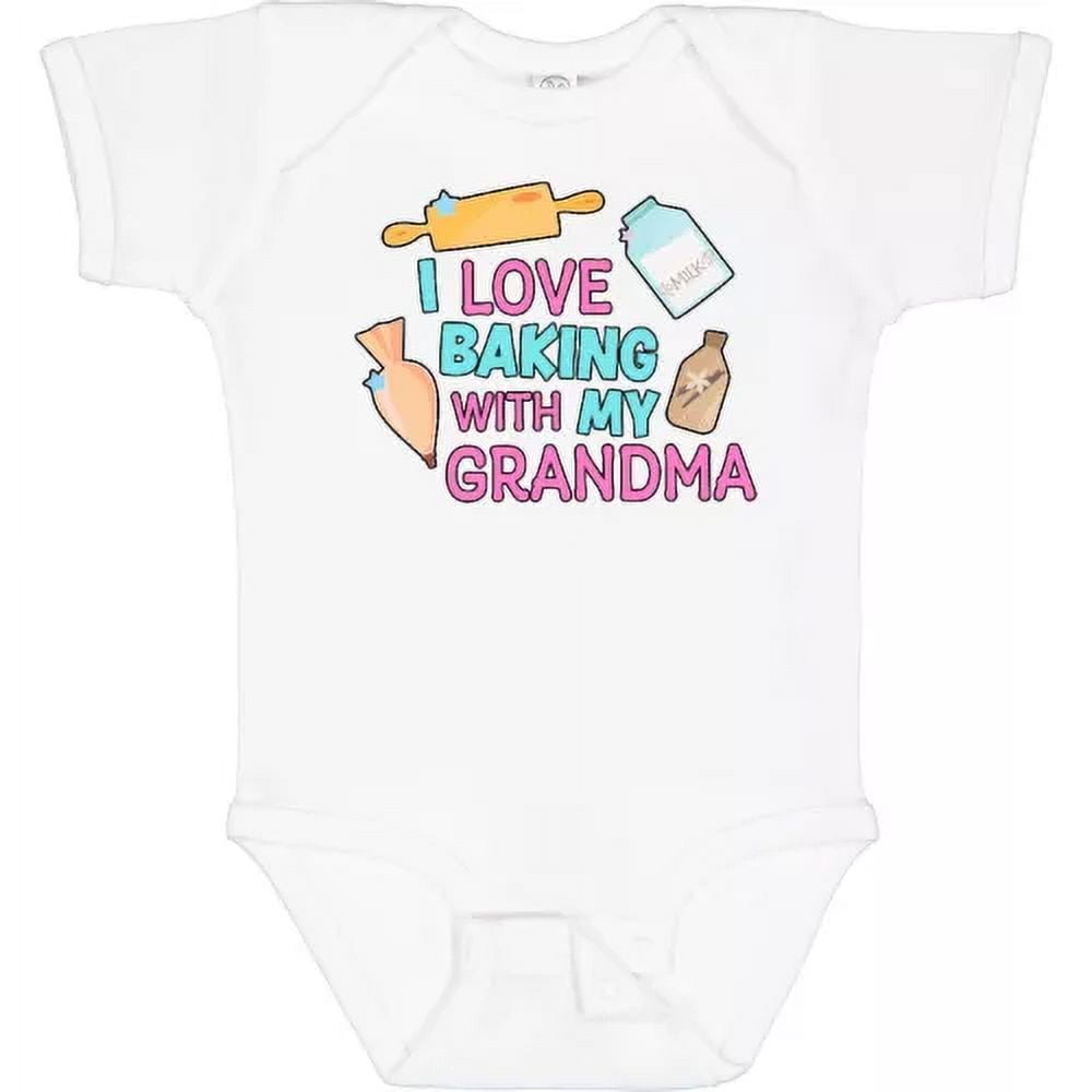 Bella Canvas I Love Baking With My Grandma Baby Bodysuit Children Milk Rollling Pin Bodysuit ...