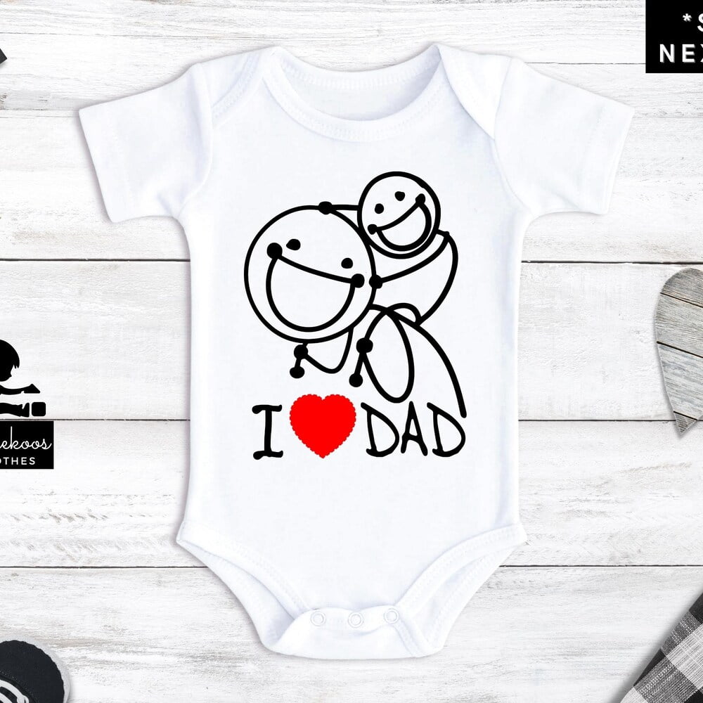 Bella Canvas with I Love Dad, I Heart Daddy, Kids Cute Father'S Day T-Shirt, Cute Unisex Kids ...