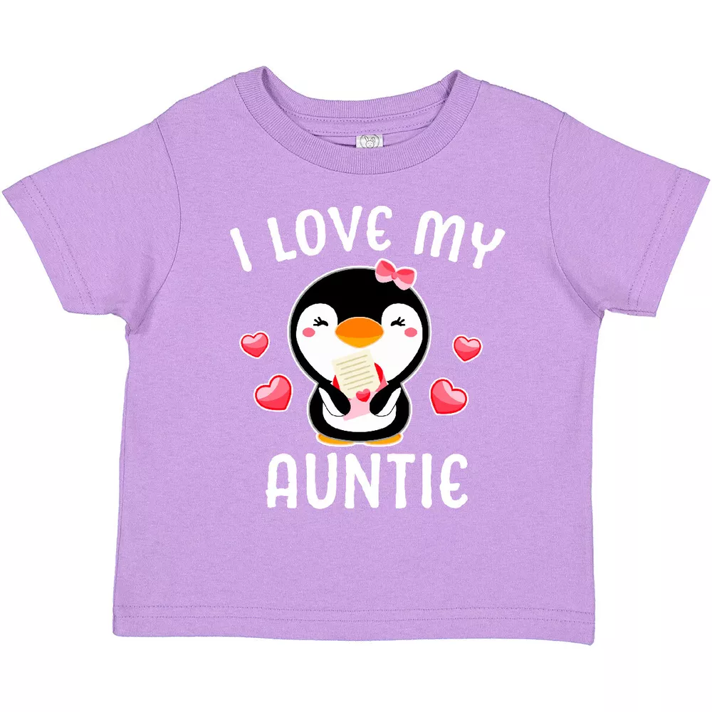 Bella Canvas I Love My Auntie With Cute Penguin And Hearts Toddler Shirt Day Kids Toddler Shirt ...