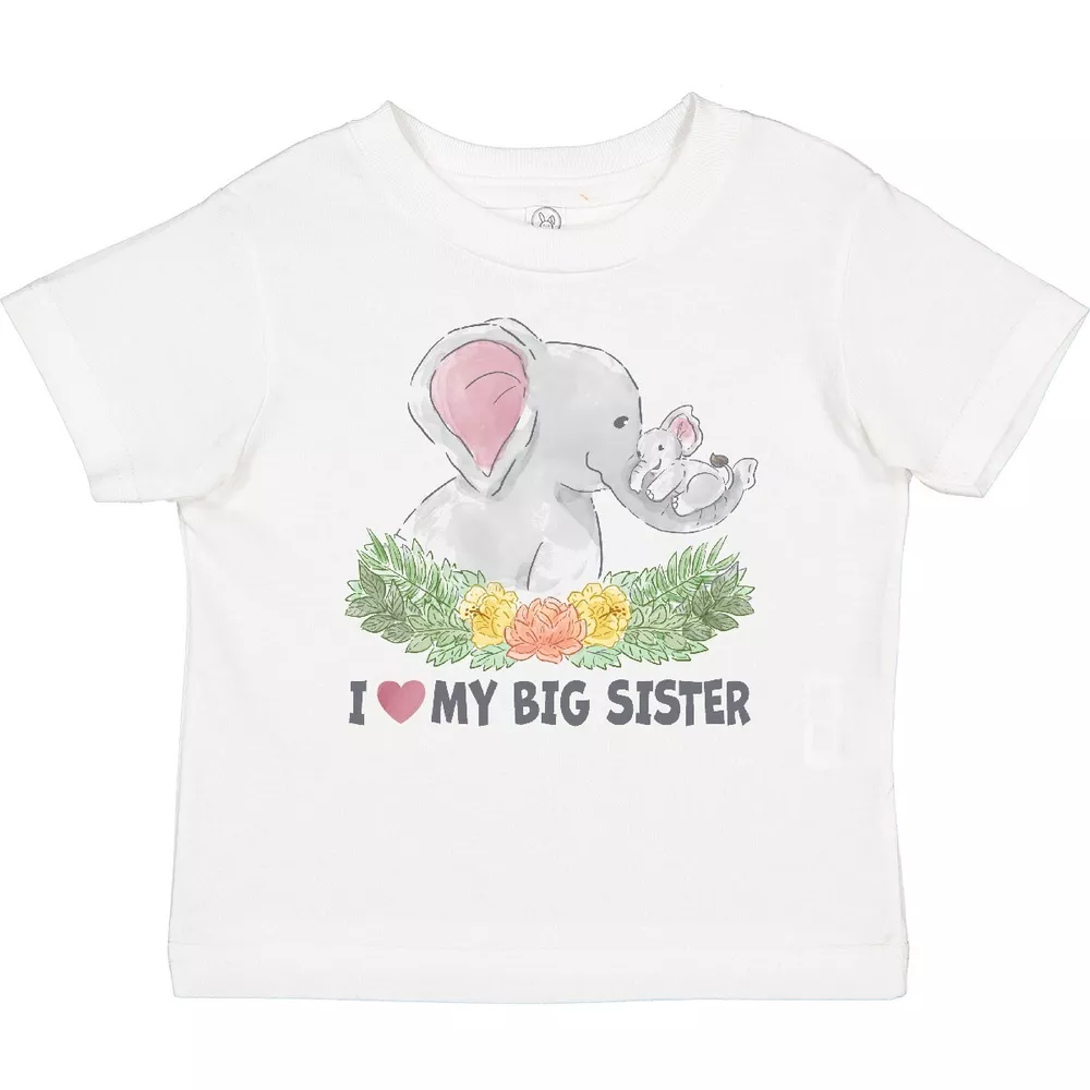 Bella Canvas I Love My Big Sister Elephant Family With Flowers Baby Toddler Shirt Animals ...