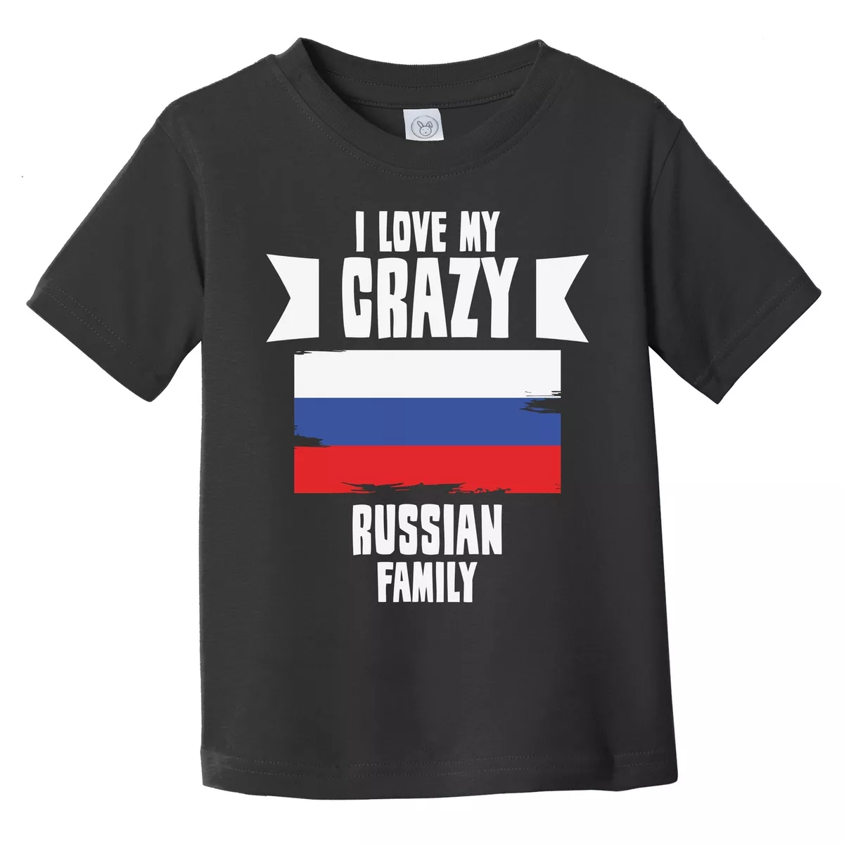 Bella Canvas I Love My Crazy Russian Family Funny Russia Flag Toddler T ...