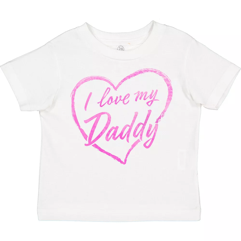 Bella Canvas I Love My Daddy In Pink Chalk Heart Toddler Shirt Family Dad Parent Toddler Shirt ...
