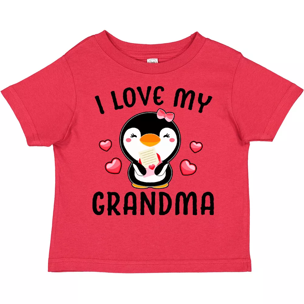 Bella Canvas I Love My Grandma With Cute Penguin And Hearts Toddler Shirt Day Kid Toddler Shirt ...