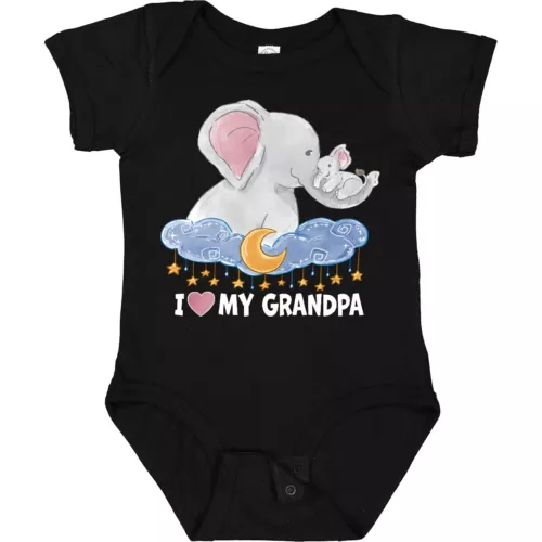 Bella Canvas I Love My Grandpa Cute Elephants With Moon And Stars Baby Bodysuit Zoo Bodysuit ...